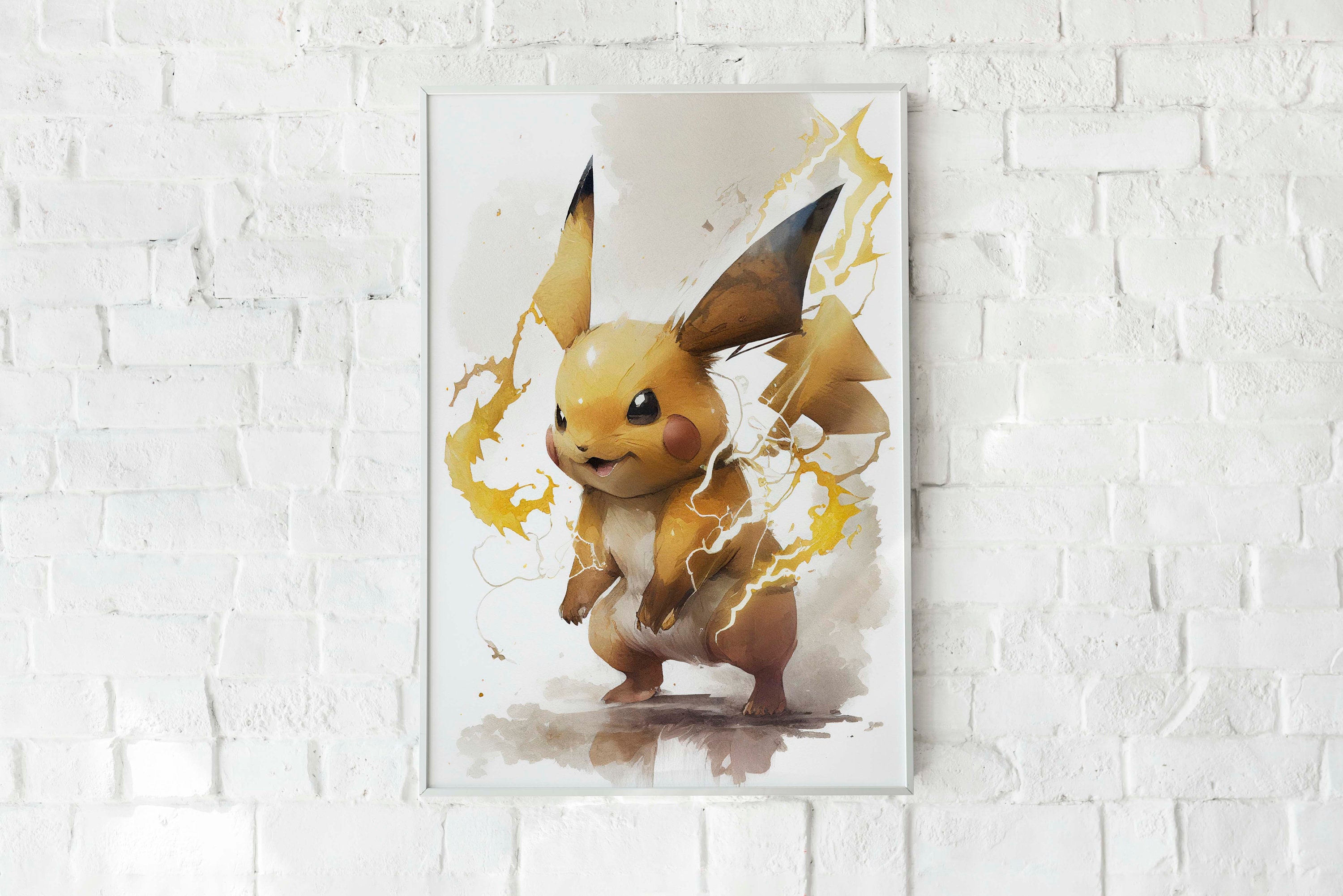 Raichu Pokémon Watercolor Painting, Raichu Pokémon Wall Art Poster ...