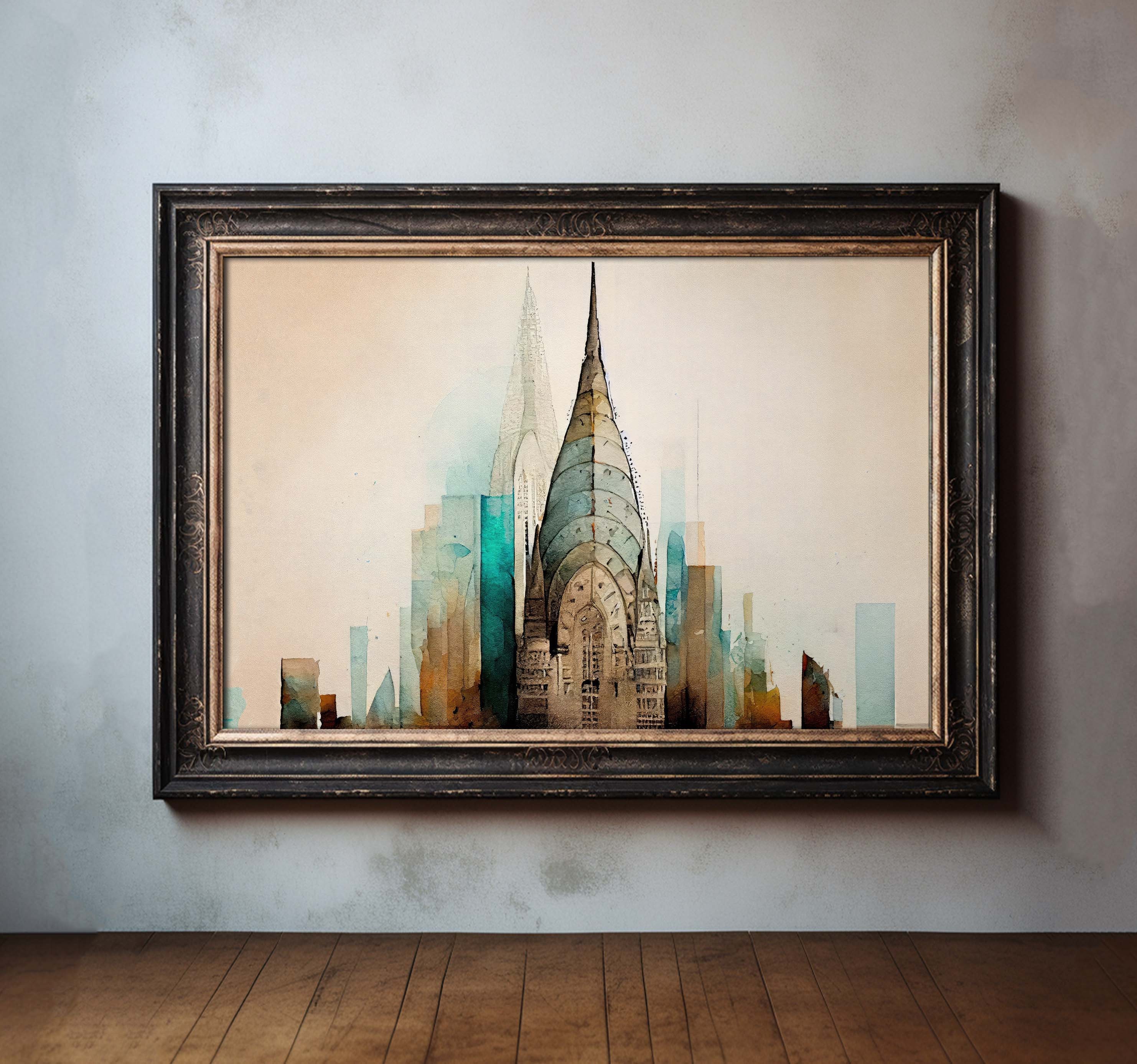 Vintage NY Painting of Chrysler Building, Chrysler Building Painting ...