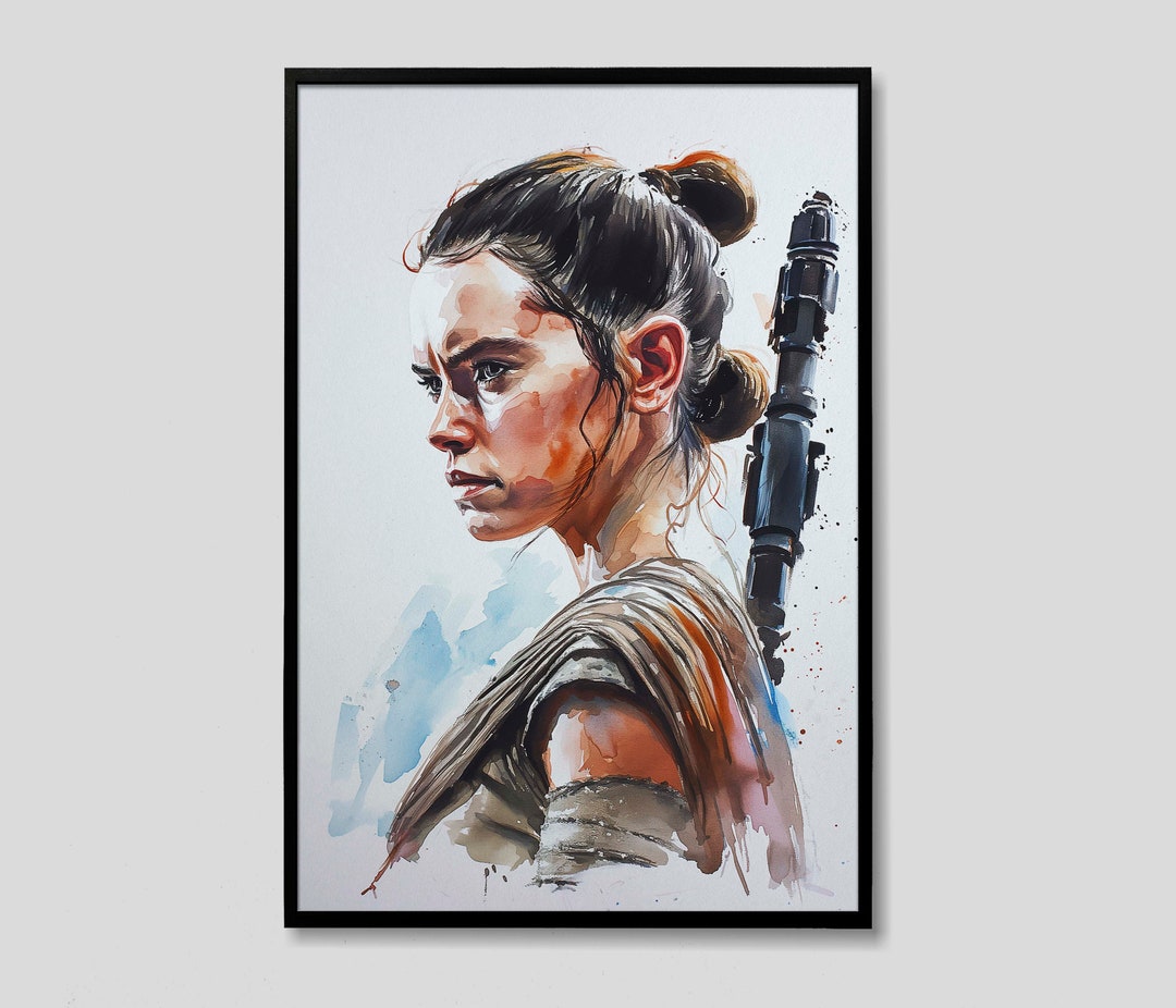 Rey Skywalker Star Wars Watercolor Painting, Rey Skywalker Star Wars ...