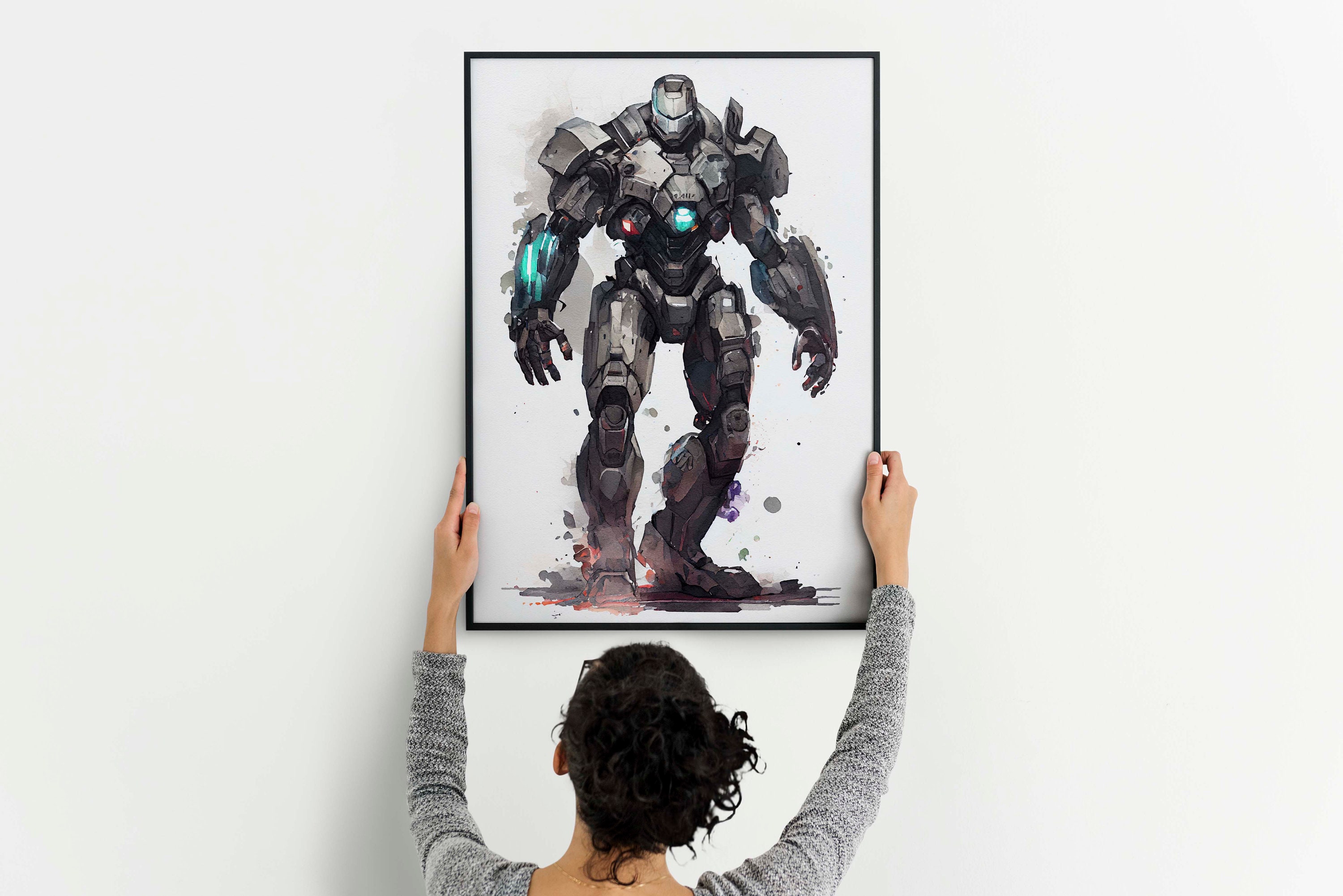 Avengers War Machine Marvel Watercolor Art Print, War Machine Avengers ...