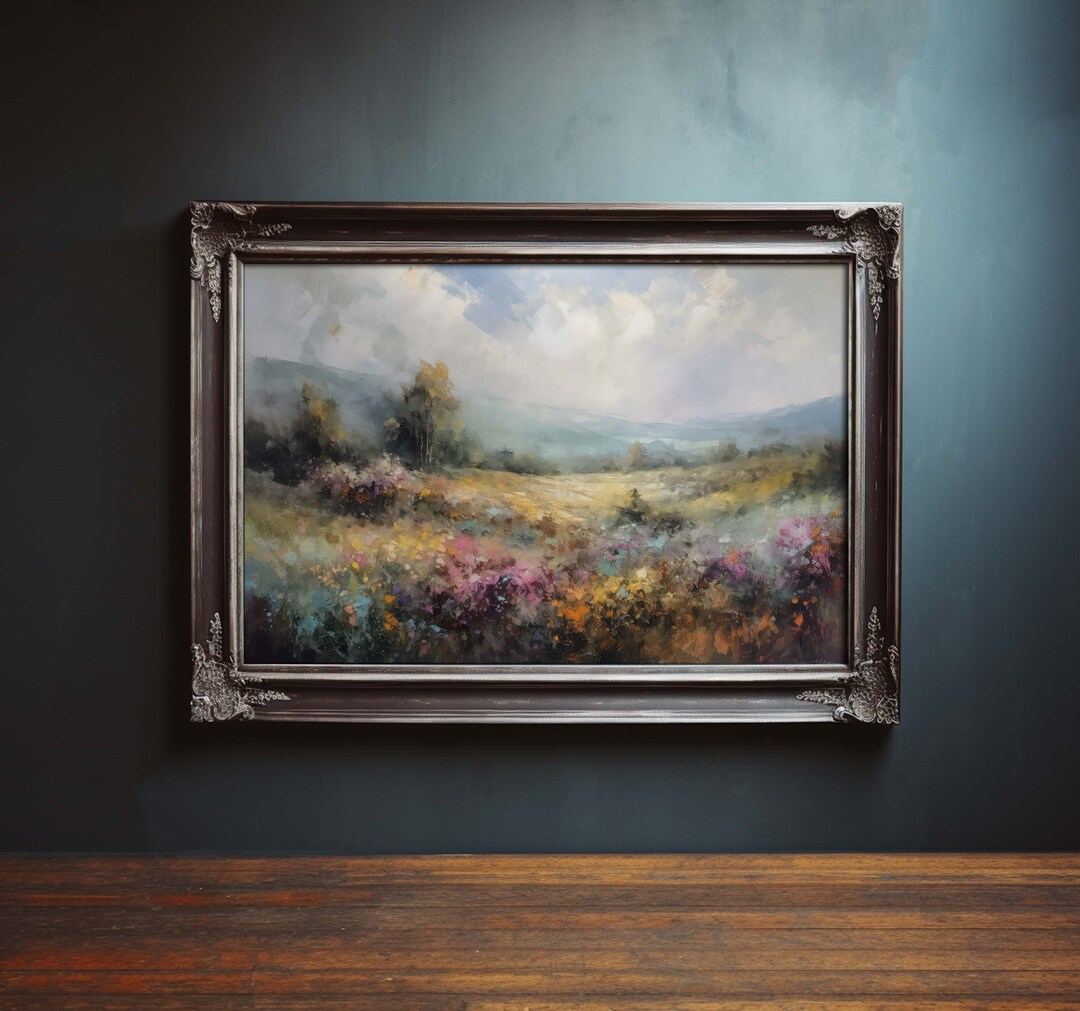 Landscape Painting of Summer, Summertime Painting, Vintage Water Color ...