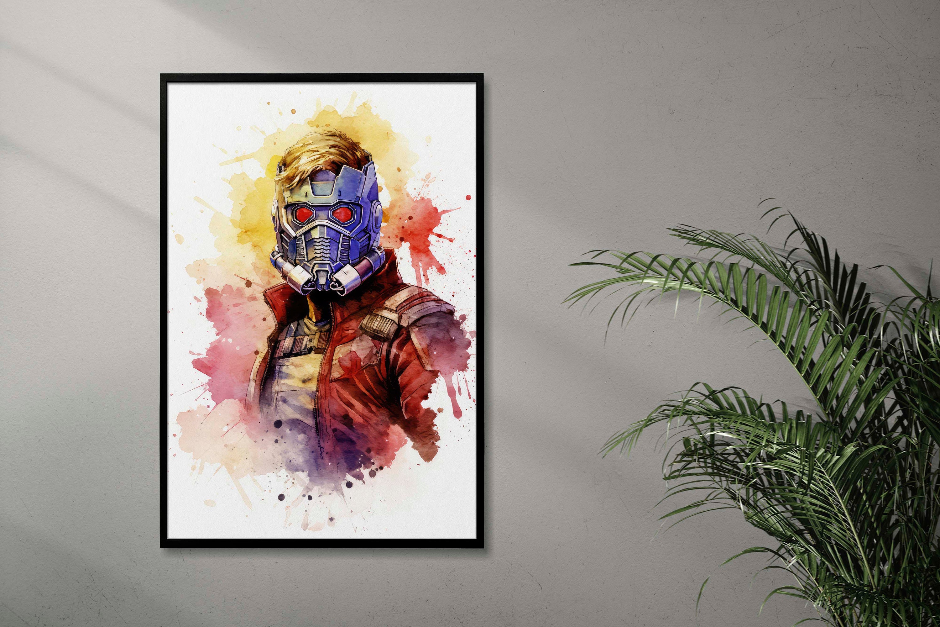 Marvel Starlord Watercolor Art Print, Marvel Starlord Painting Wall Art ...