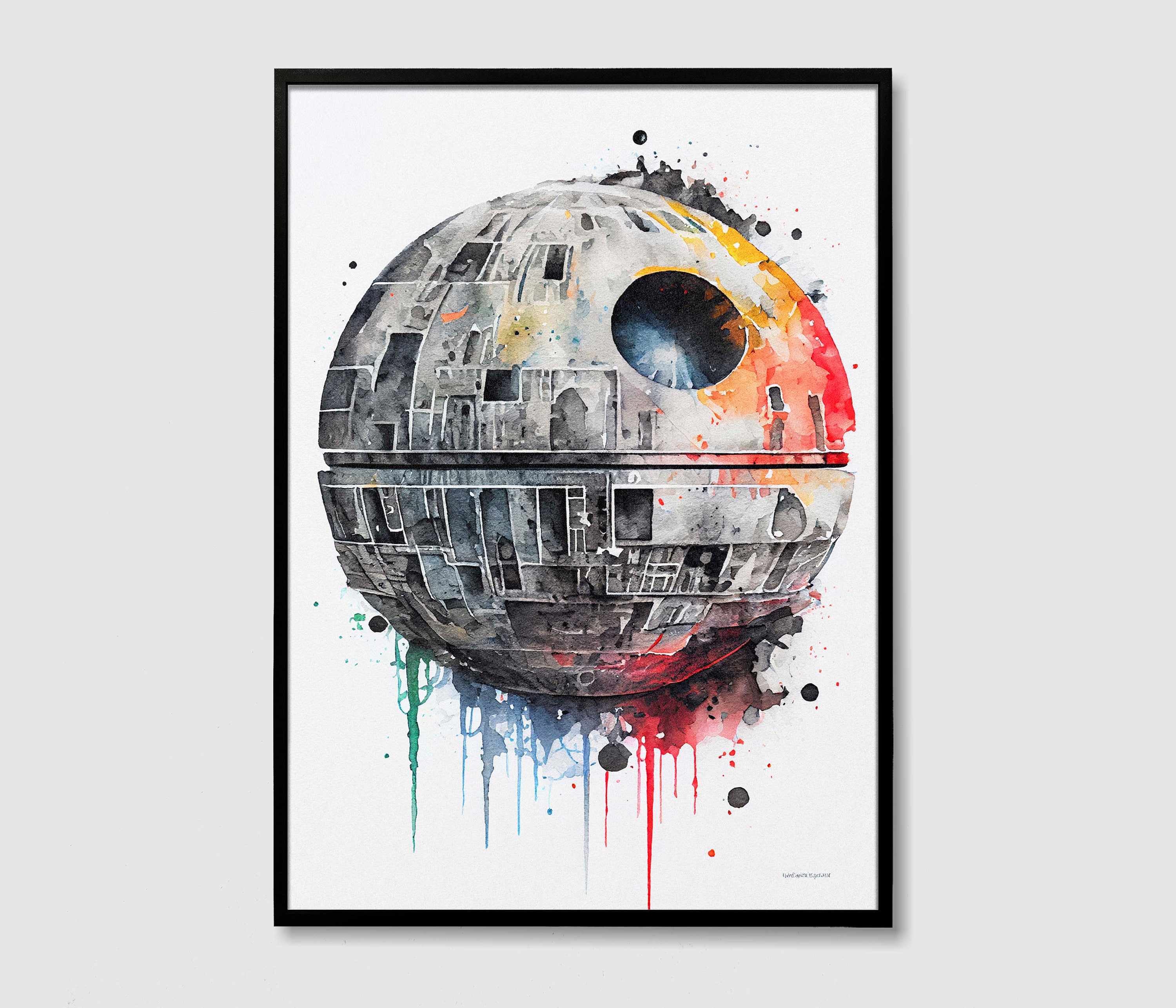 Death Star Star Wars Watercolor Art Print Death Star Star - Etsy