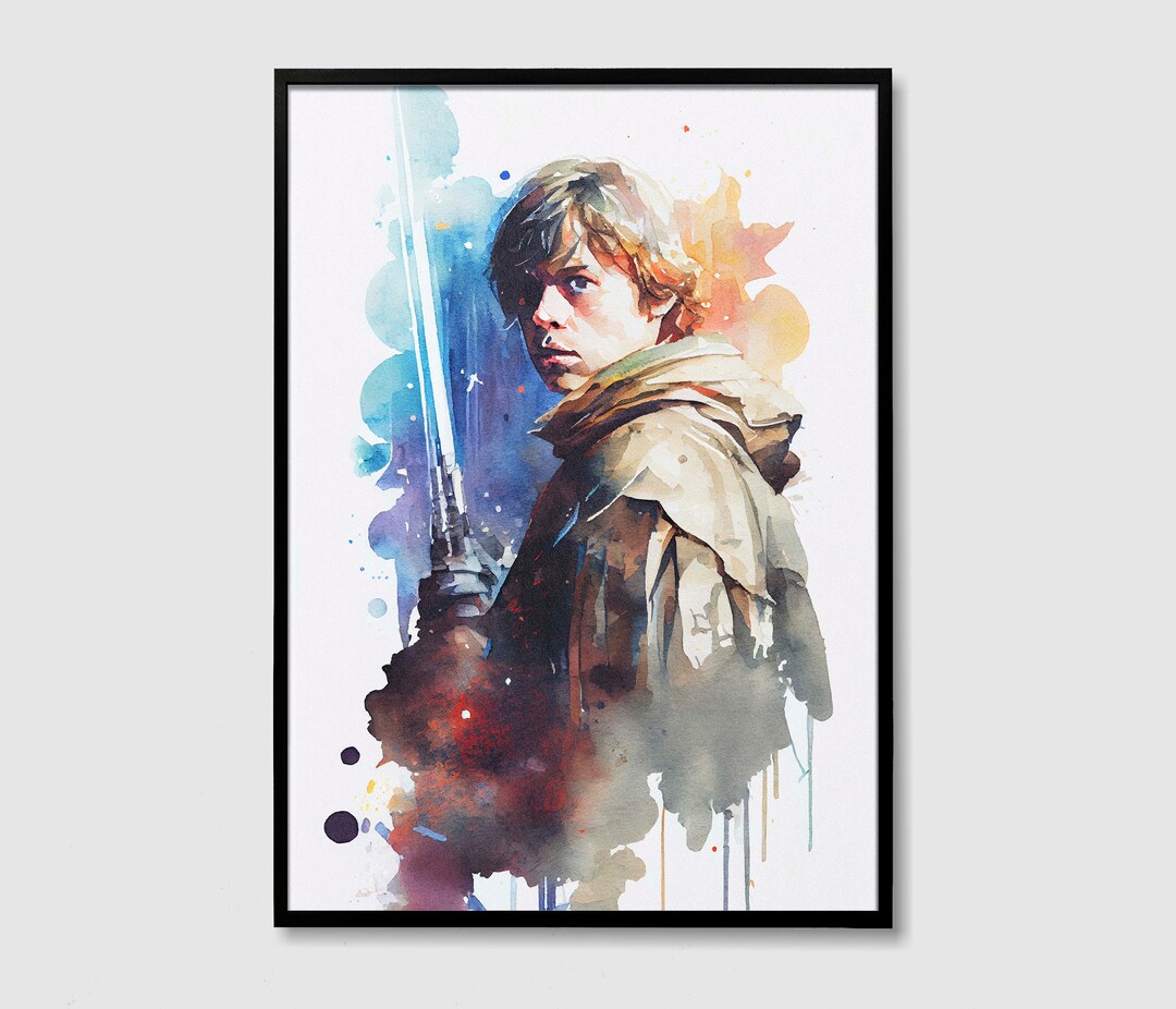 Luke Skywalker Jedi Star Wars Watercolor Art Print, Luke Skywalker Star ...