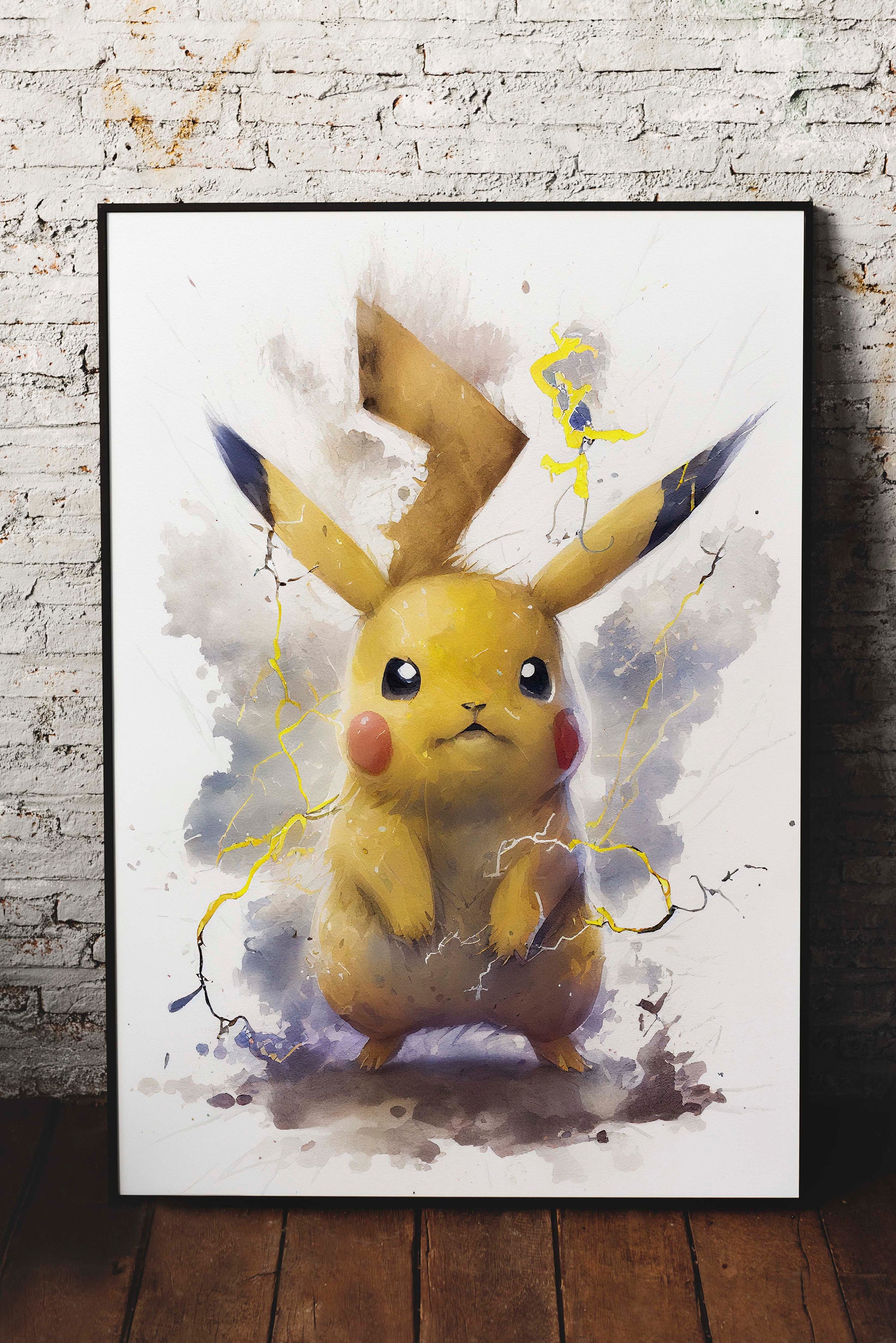 Pikachu Pokémon Watercolor Art Print, Pikachu Pokémon Painting Wall Art ...