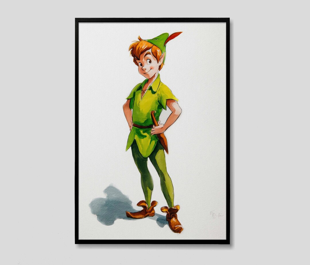 Peter Pan Watercolor Painting, Peter Pan Painting, Peter Pan Oil ...