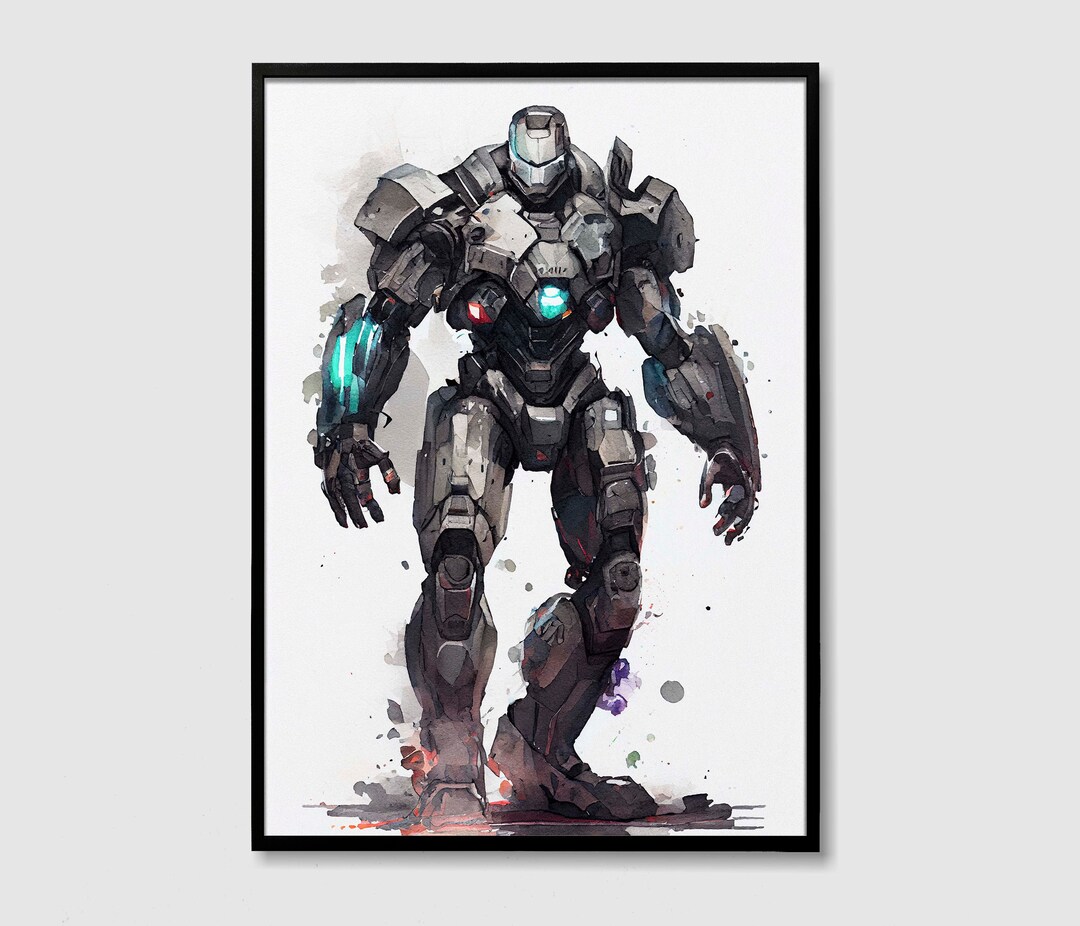 Avengers War Machine Marvel Watercolor Art Print, War Machine Avengers ...