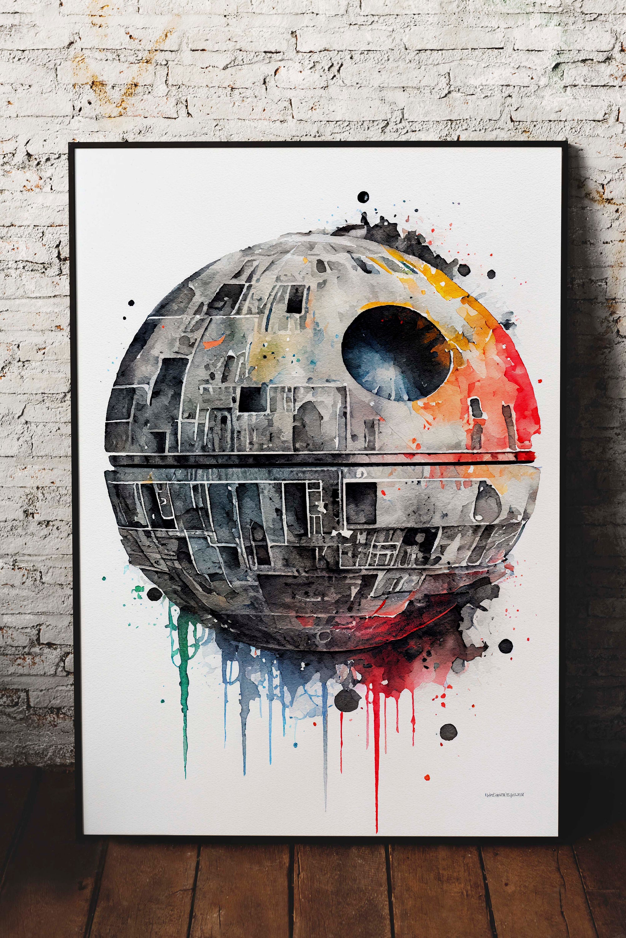 Death Star Star Wars Watercolor Art Print Death Star Star - Etsy