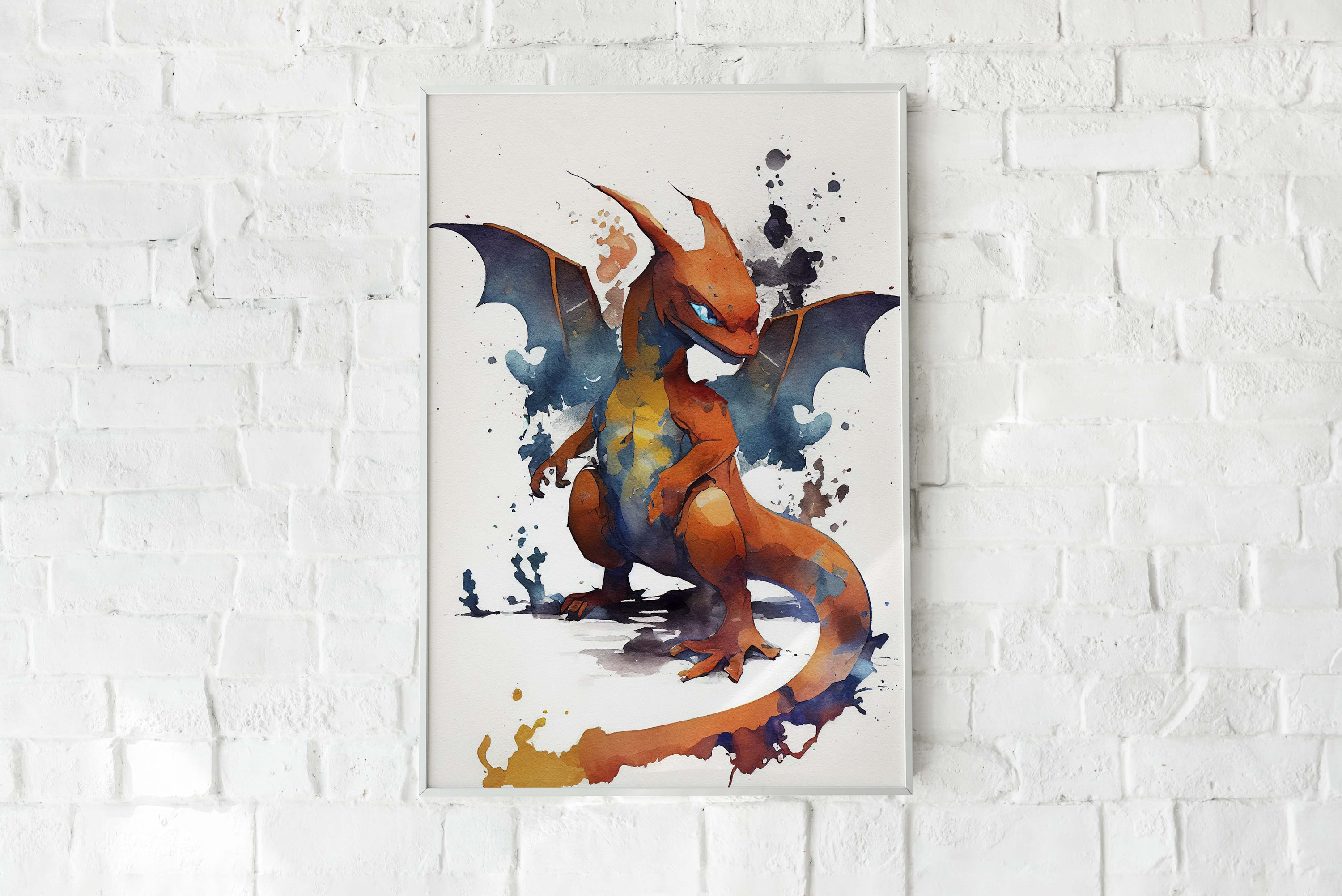 Charizard Pokémon Watercolor Art Print, Charizard Pokémon Painting Wall ...