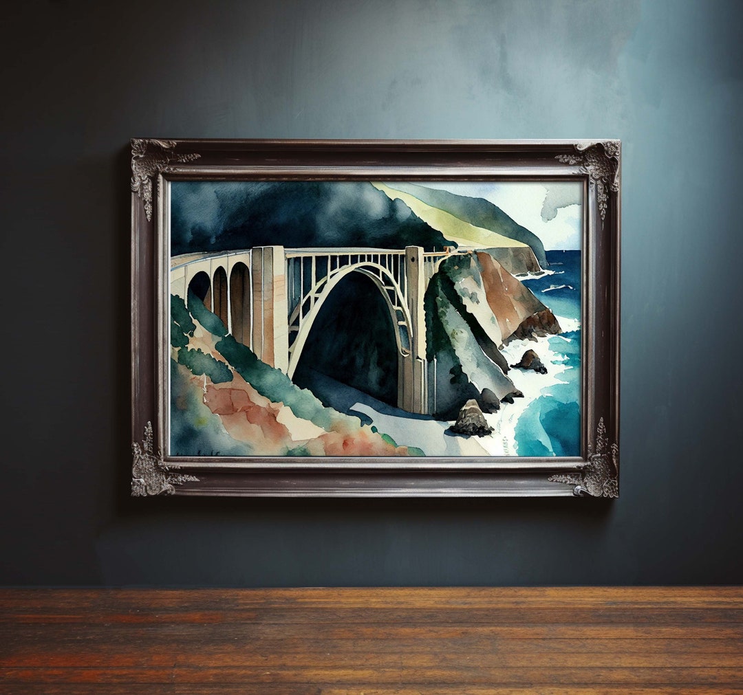 Vintage Big Sur Painting, Vintage Big Sur Water Color Painting, Big Sur ...