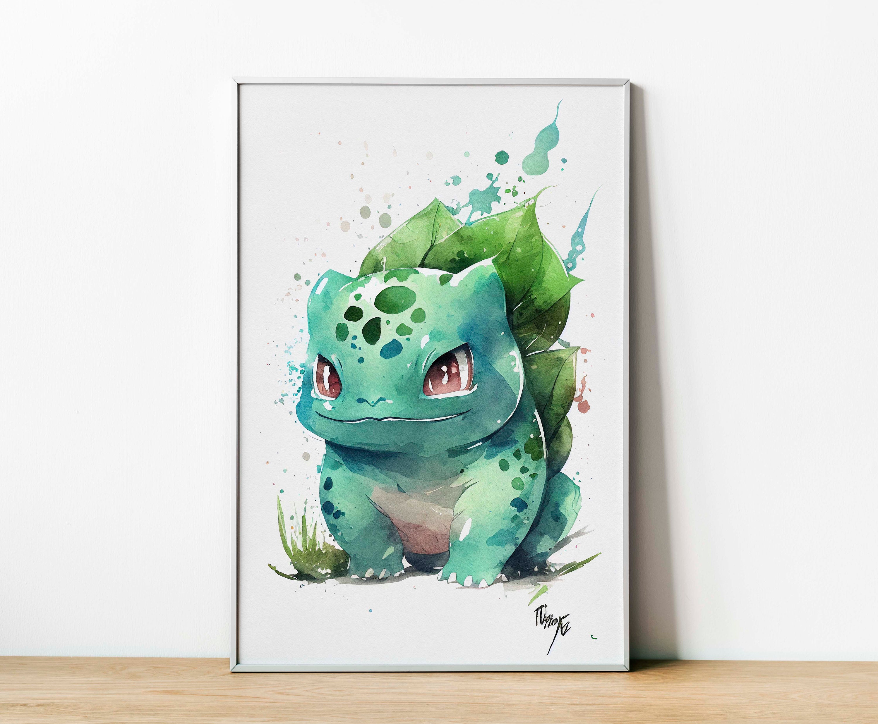 Bulbasaur Pokémon Watercolor Art Print, Bulbasaur Pokémon Painting Wall ...