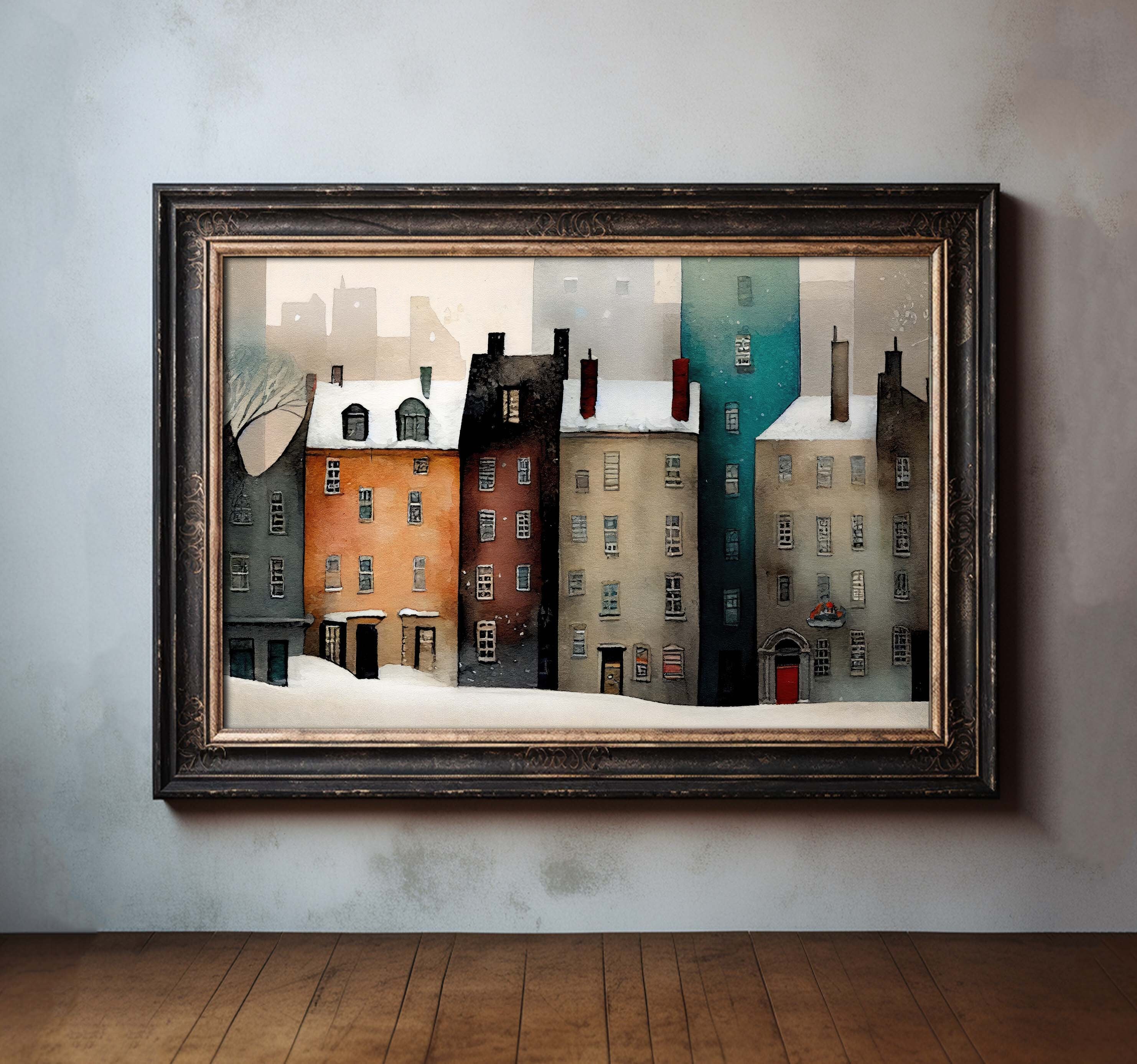 Vintage Boston Painting of Buildings, Buildings Painting, Boston Oil ...