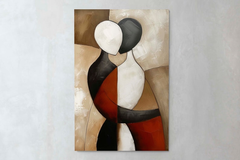 Vintage Couple Hug Abstract Art Print: Home Decor Painting (digital ...