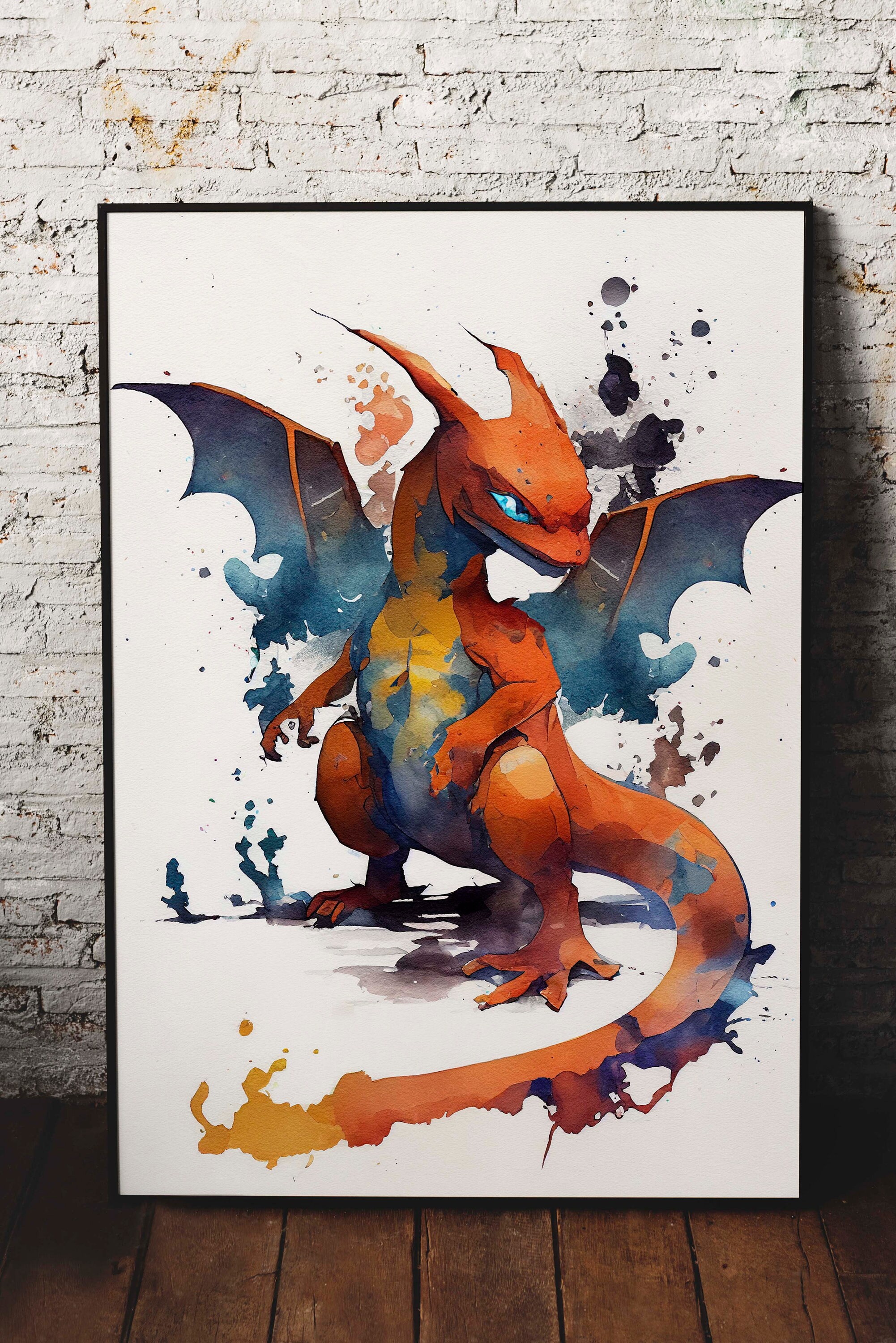 Charizard Pokémon Watercolor Art Print, Charizard Pokémon Painting Wall ...
