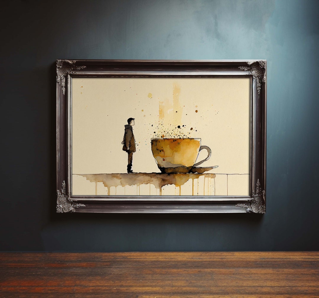 Vintage Coffee Painting of Coffee Cup, Vintage Water Color Painting ...