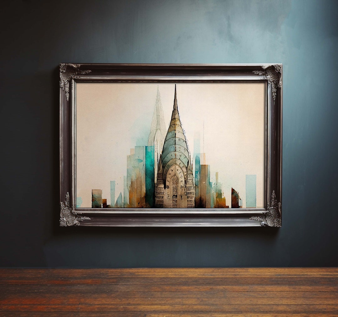 Vintage NY Painting of Chrysler Building, Chrysler Building Painting ...