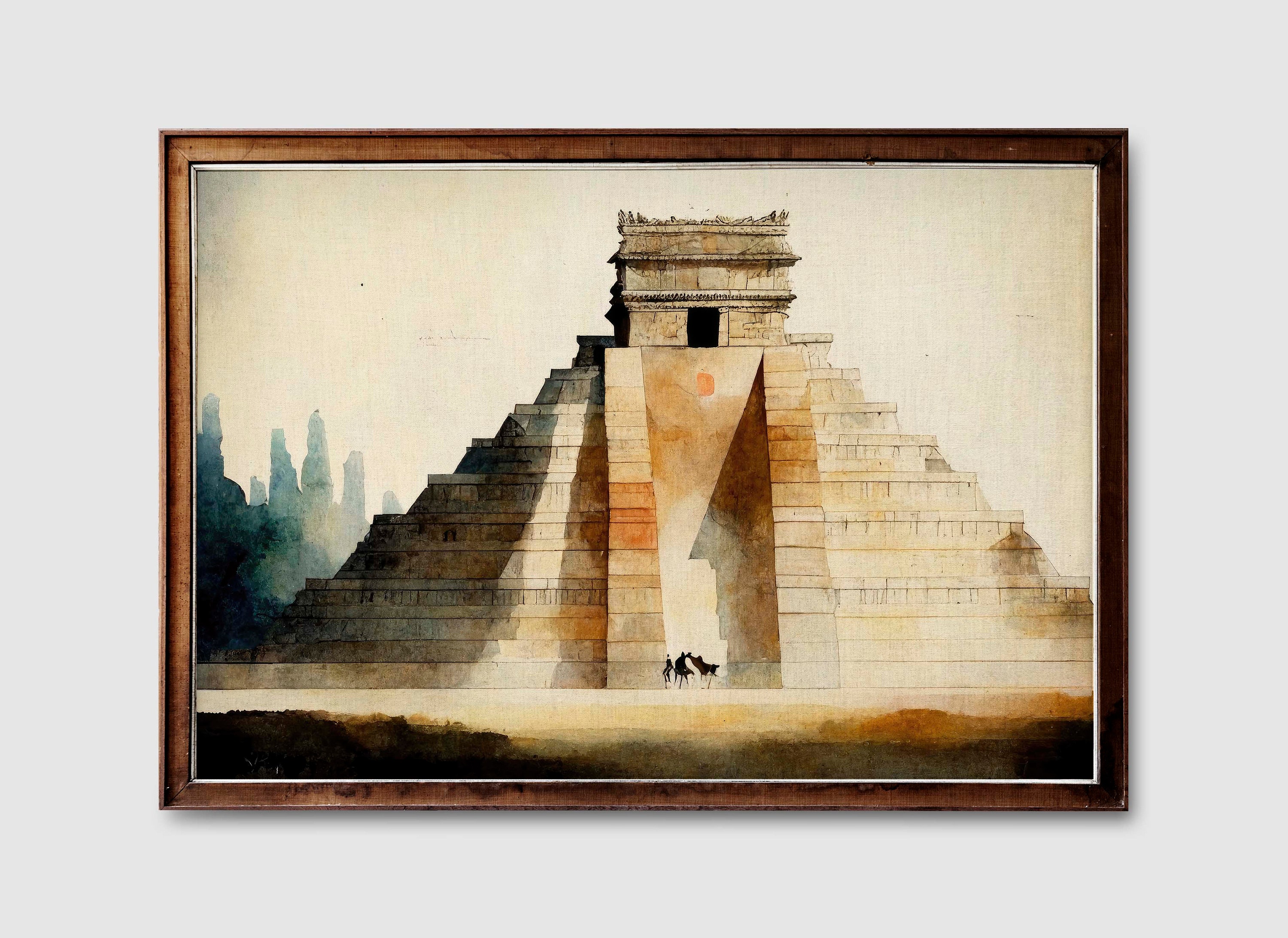 Vintage Mayan Pyramid Painting Vintage Mayan Pyramid Water - Etsy