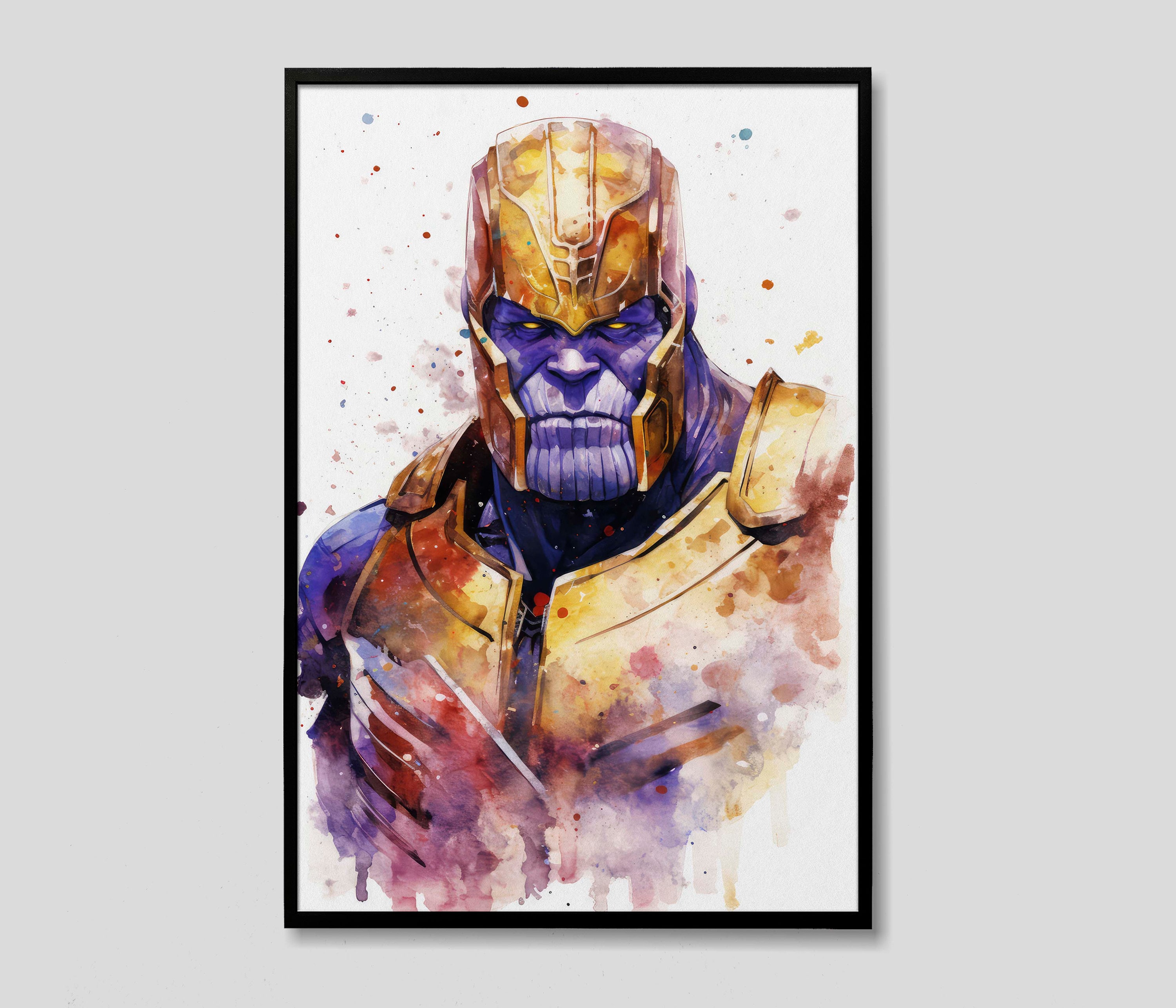 Thanos Avengers Watercolor Art Print, Avengers Thanos Painting Wall Art ...