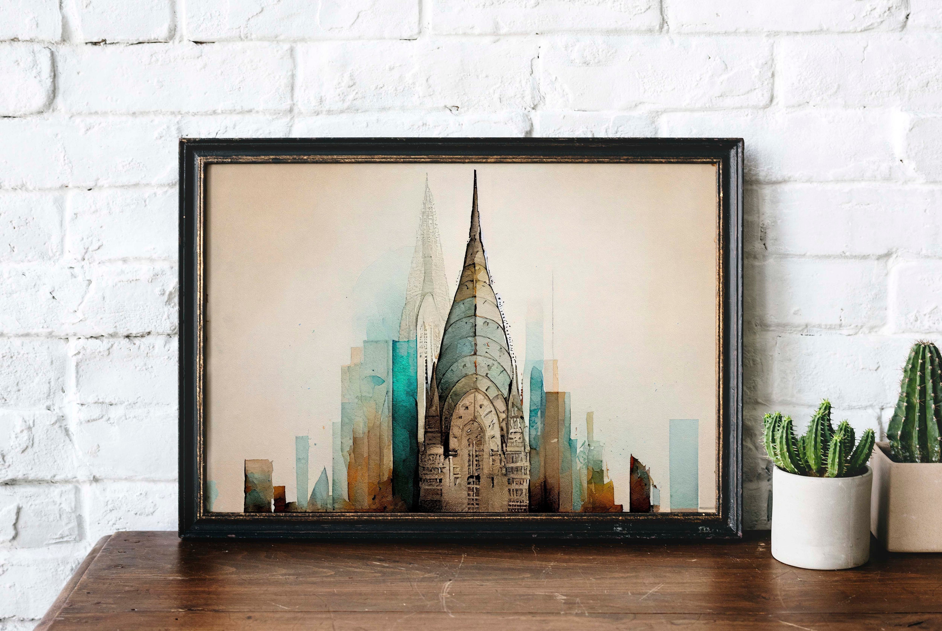 Vintage NY Painting of Chrysler Building, Chrysler Building Painting ...