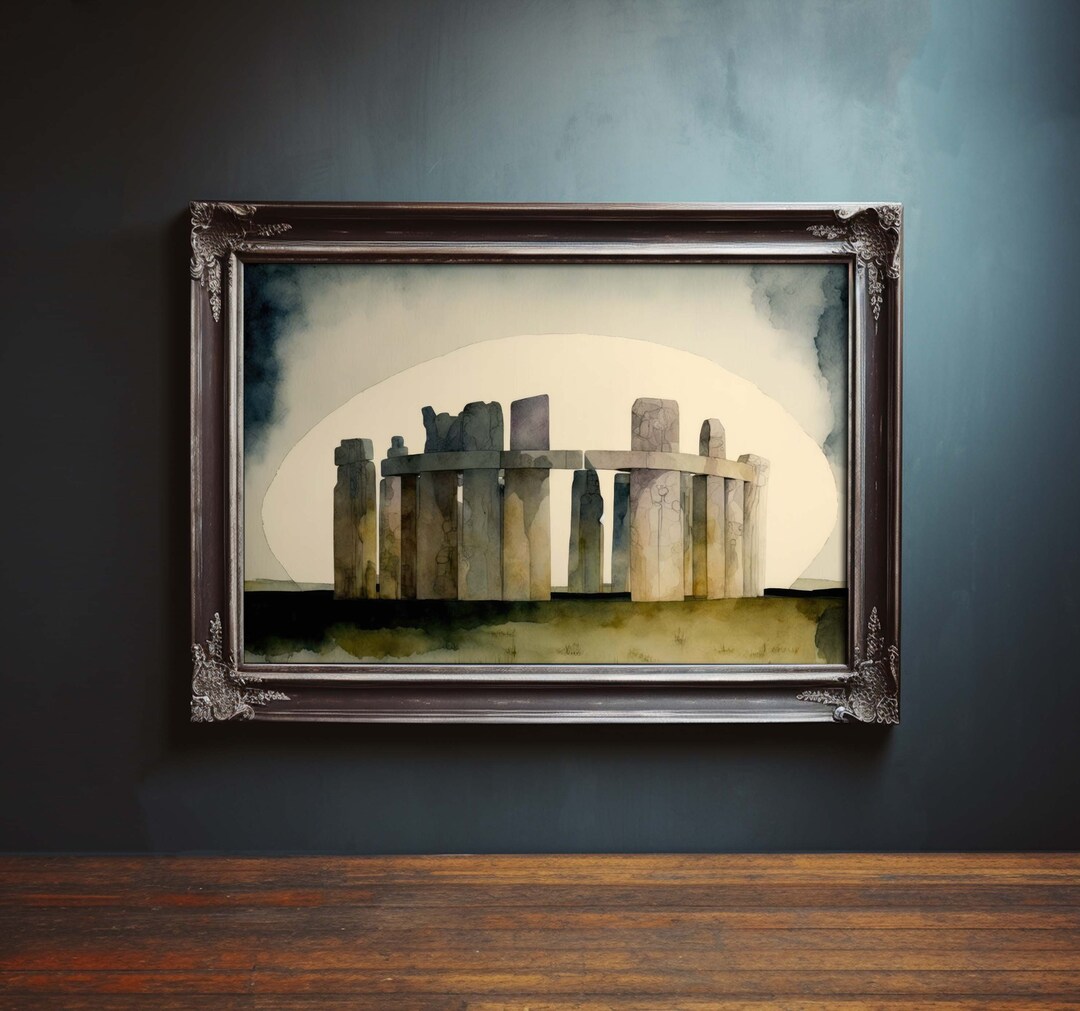 Vintage Stonehenge Painting, Vintage Stonehenge Water Color Painting ...