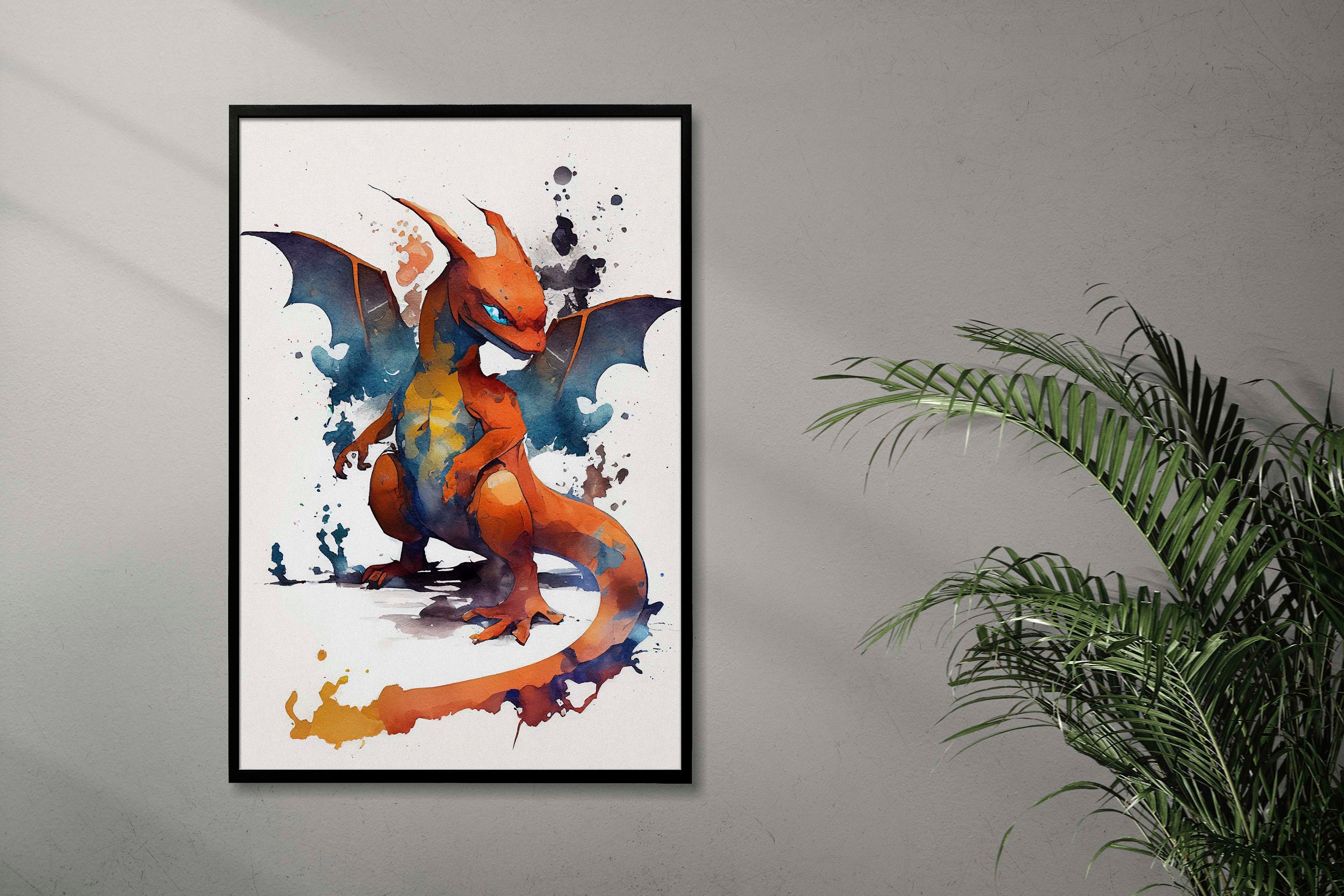 Charizard Pokémon Watercolor Art Print, Charizard Pokémon Painting Wall ...