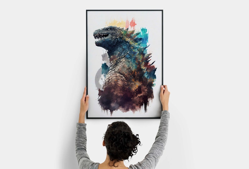 King of Monsters Godzilla Watercolor Painting, Godzilla Poster ...