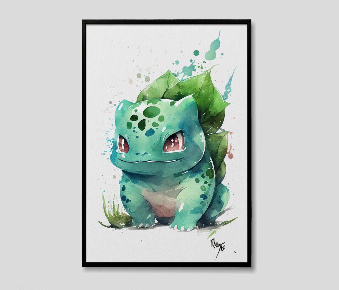 Bulbasaur Pokémon Watercolor Art Print, Bulbasaur Pokemon Painting Wall ...