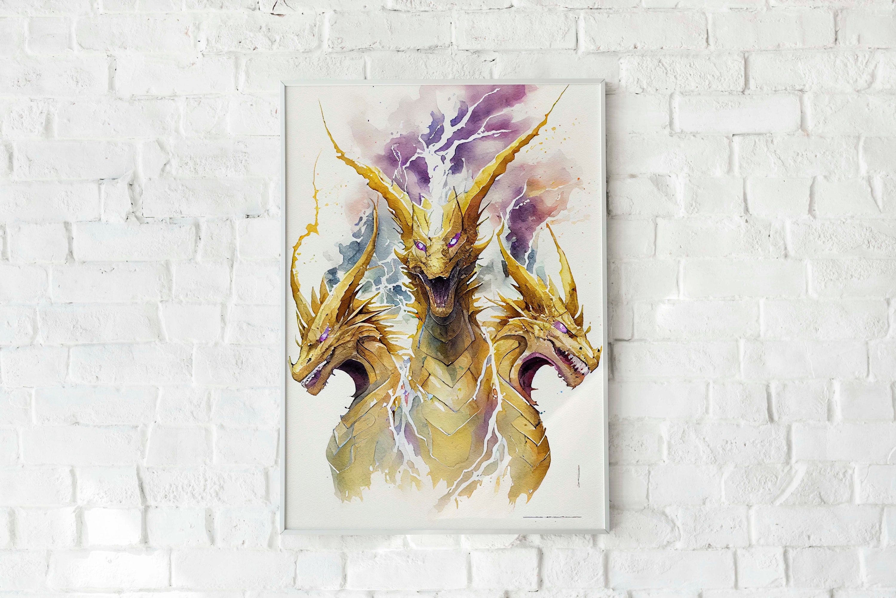 King of Monsters King Ghidorah Watercolor Painting, King Ghidorah ...