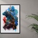 King of Monsters Godzilla Watercolor Painting, Godzilla Poster ...