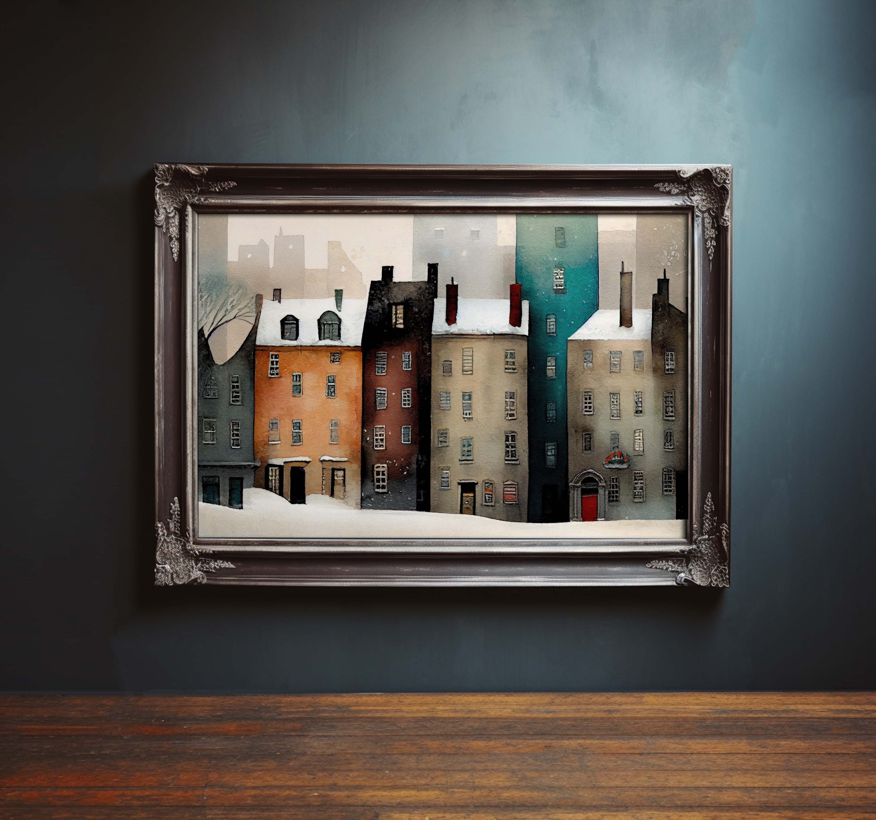 Vintage Boston Painting of Buildings, Buildings Painting, Boston Oil ...