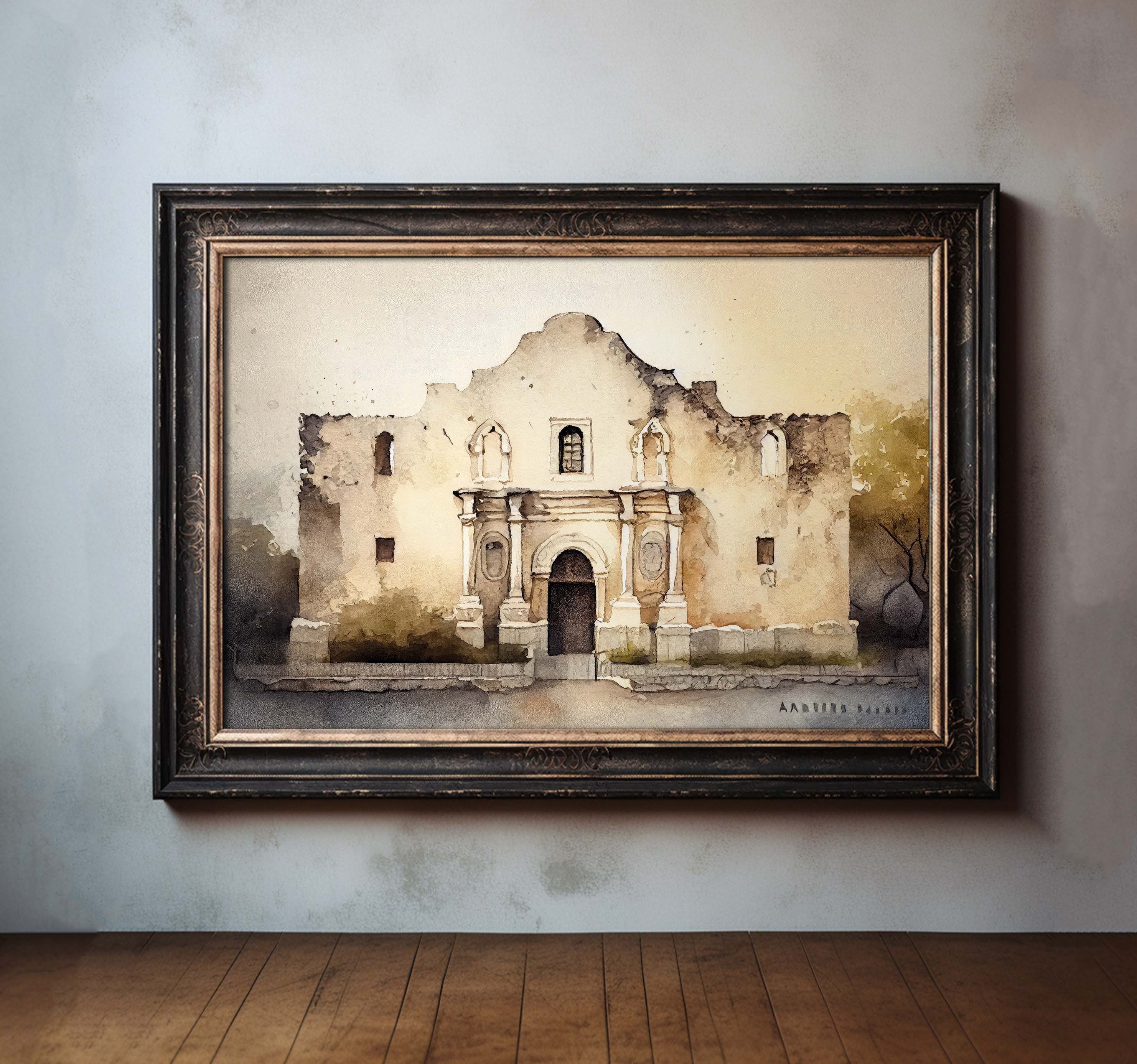 Vintage Painting the Alamo in San Antonio Texas, the Alamo Painting ...