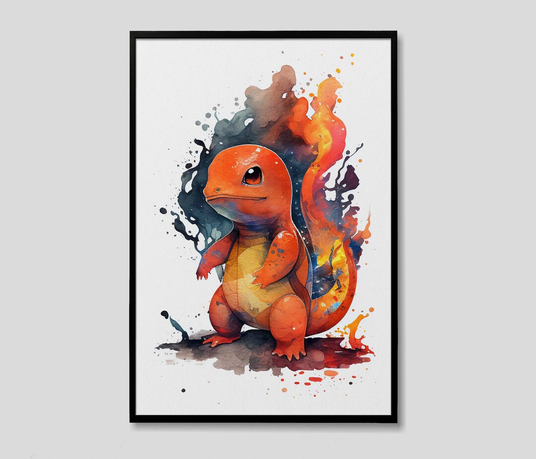 Charmander Pokémon Watercolor Art Print, Charmander Pokemon Painting ...
