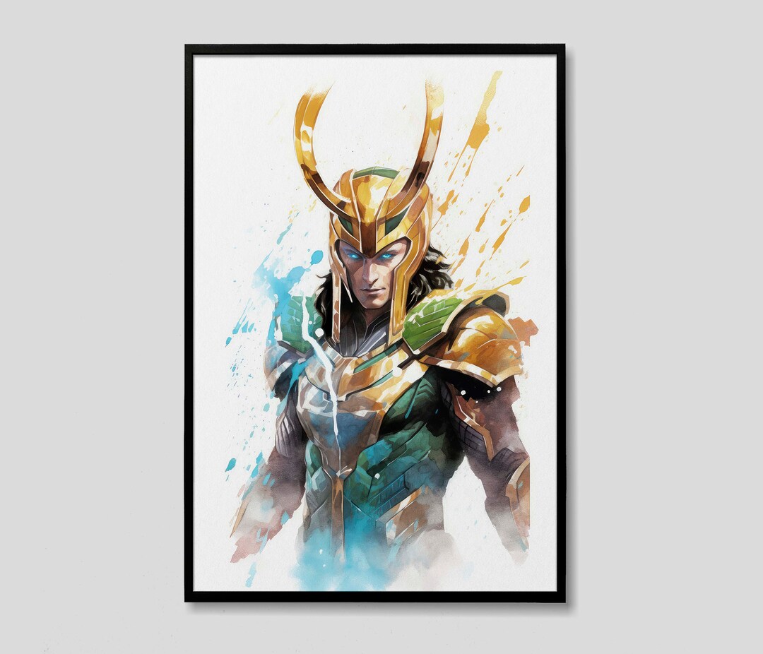 Avengers Loki Marvel Watercolor Art Print, Loki Avengers Painting, Wall ...