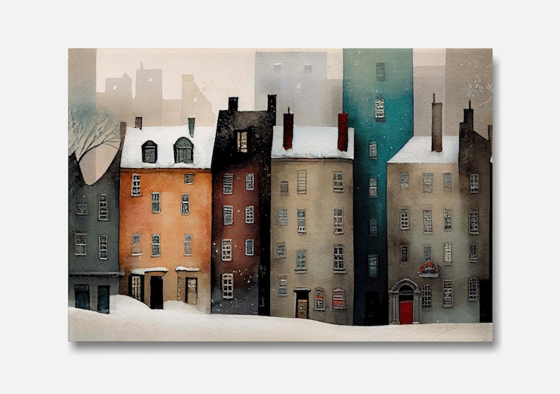 Vintage Boston Painting of Buildings, Buildings Painting, Boston Oil ...