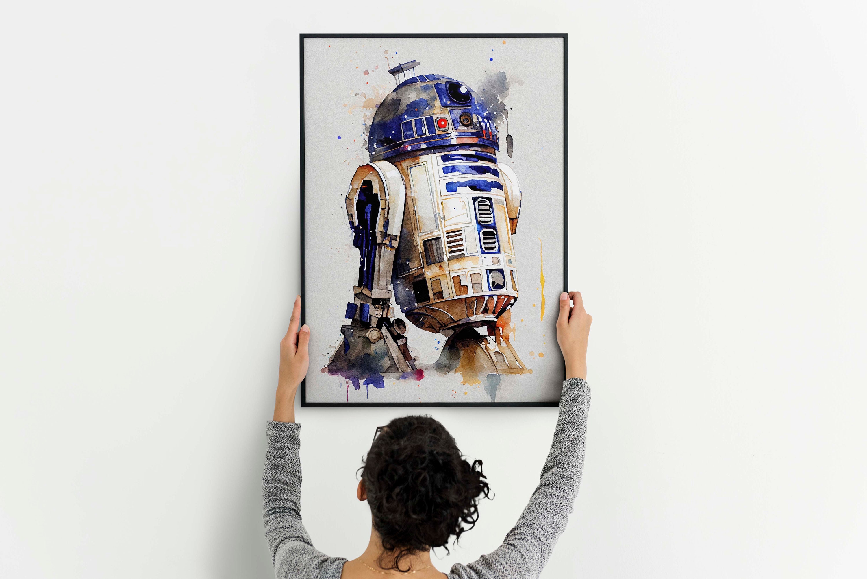R2-D2 Droid Star Wars Watercolor Art Print, R2-D2 Star Wars Painting ...