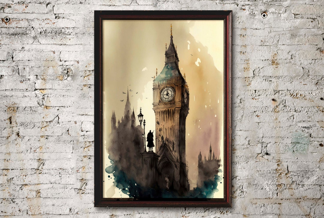 Vintage England Big Ben Painting Big Ben Water Color - Etsy