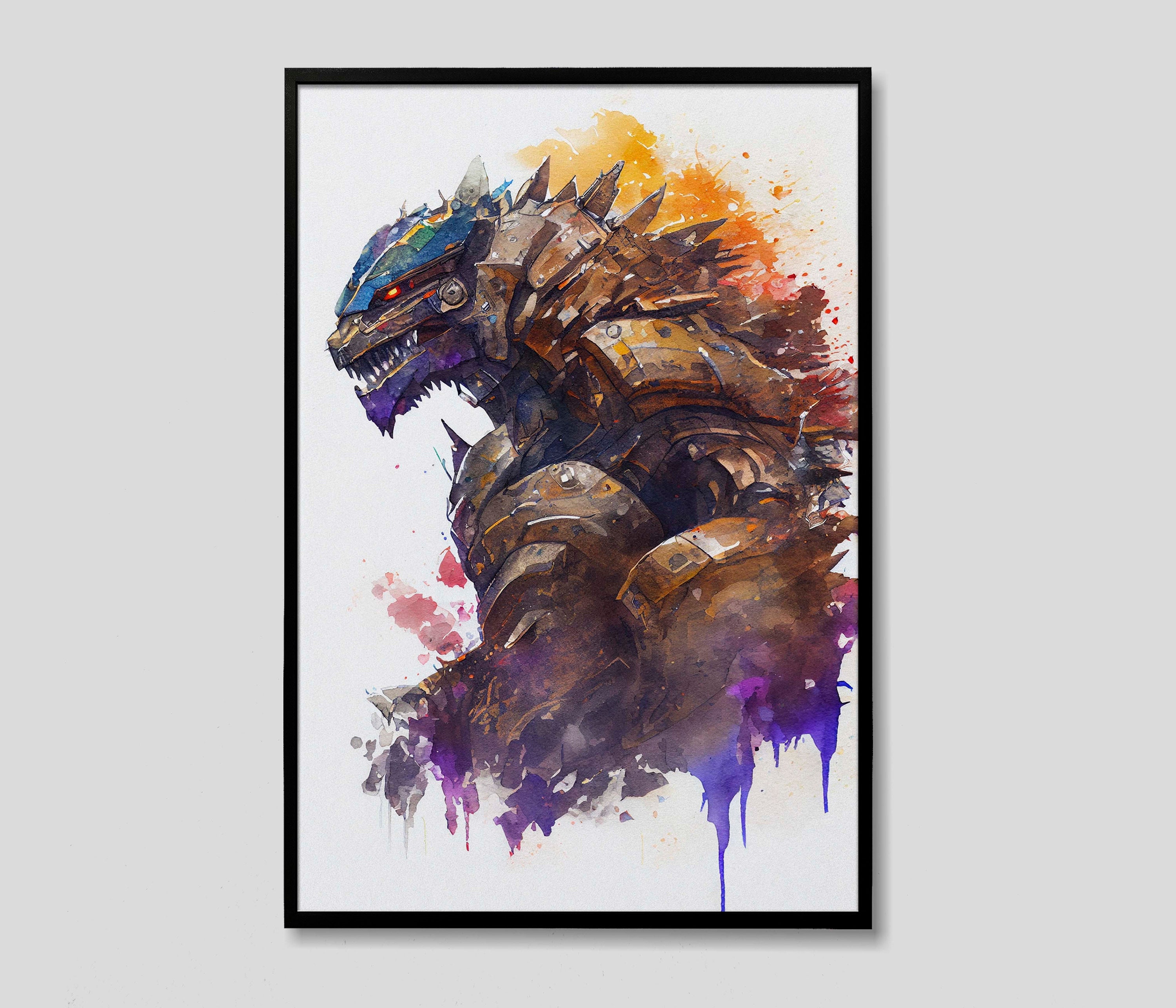King of Monsters Mechagodzilla Watercolor Painting, Mechagodzilla ...