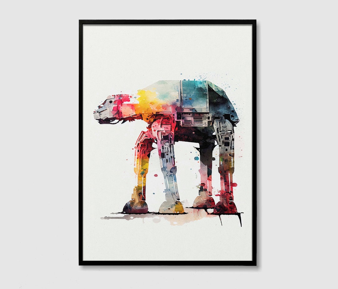 AT-AT Star Wars Watercolor Art Print, ATAT Star Wars Painting Wall Art ...