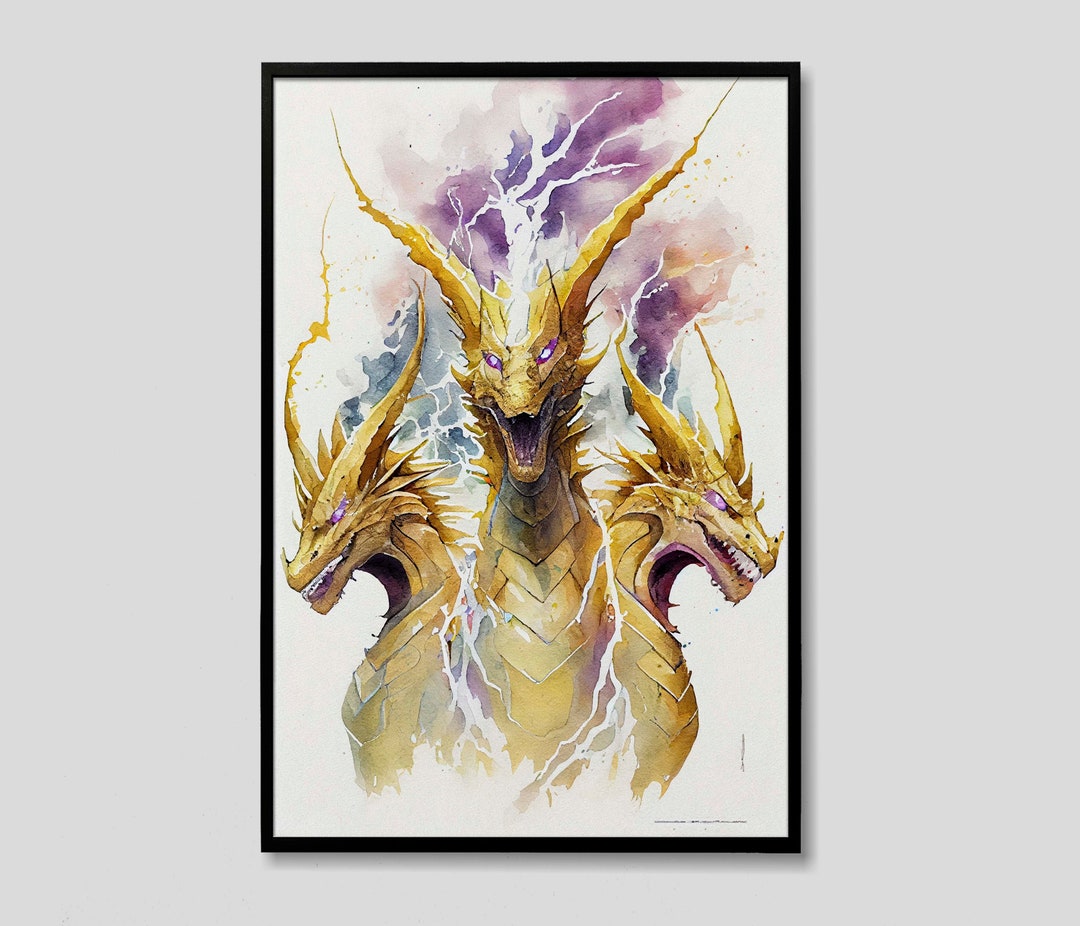 King of Monsters King Ghidorah Watercolor Painting, King Ghidorah ...