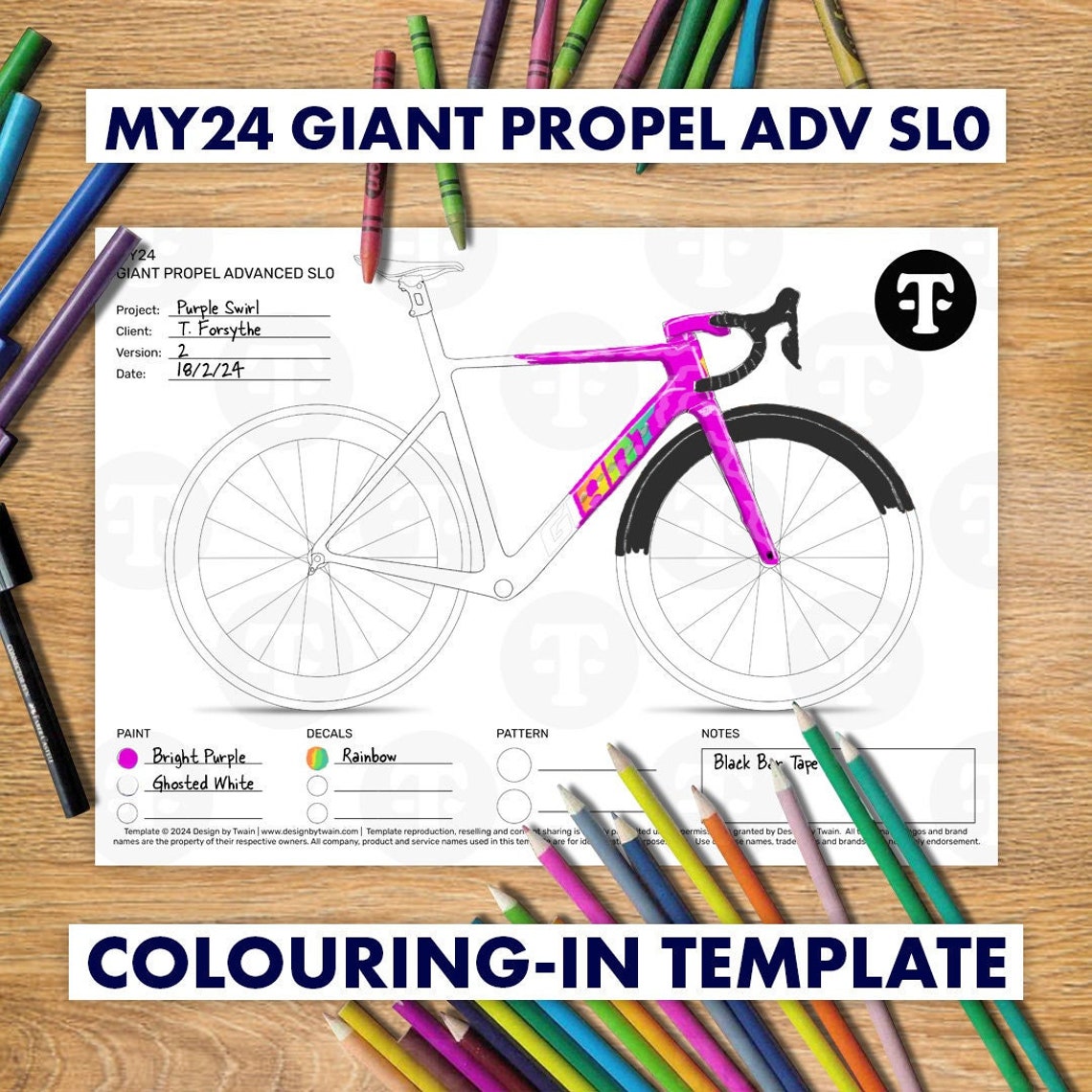 MY24 Giant Propel Advanced SL0 Colouring-in Template for Bicycle Paint ...