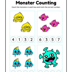 100 Cute Monster Printable Activity Pages for Kids & Toddlers, Easy ...