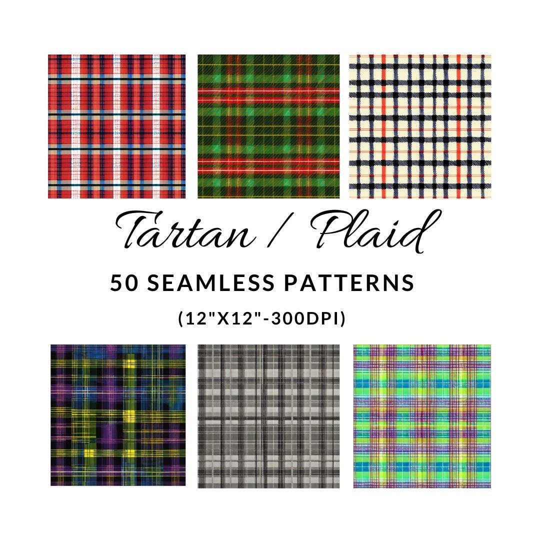 50 Tartan Plaid Digital Paper: Seamless Scottish Backgrounds ...