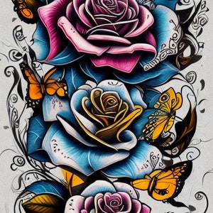 Rose Tattoo Designs: 300 Designs to Inspire Your Next Tattoo - Etsy