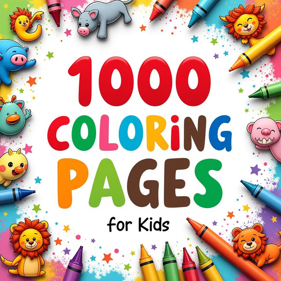 1000 Kids Coloring Pages: Printable Toddler Activity Book (digital ...