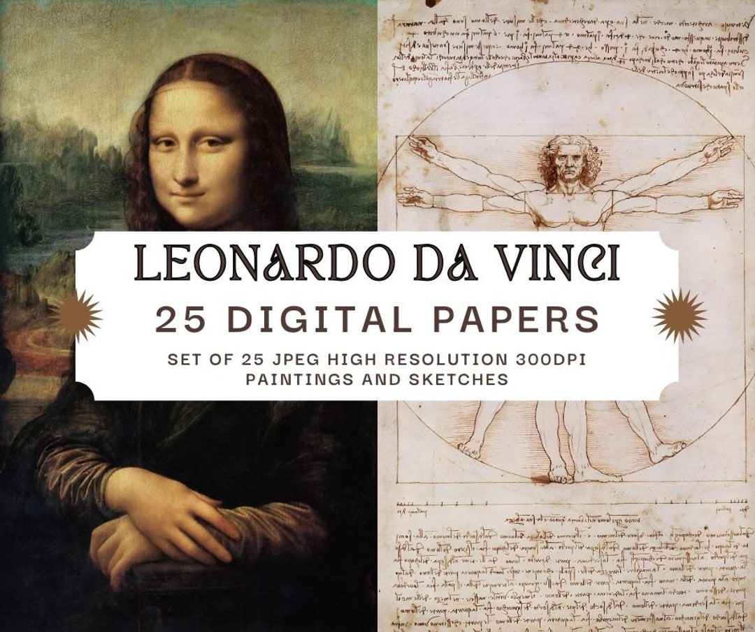 MEGA BUNDLE: Leonardo Da Vinci Paintings Set of 25 Digital Papers ...