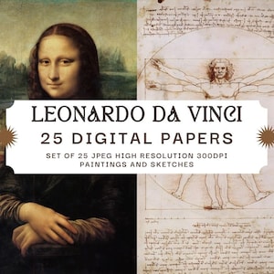 MEGA BUNDLE: Leonardo Da Vinci Paintings Set of 25 Digital Papers ...