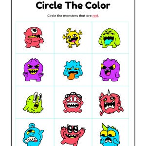 100 Cute Monster Printable Activity Pages for Kids & Toddlers, Easy ...