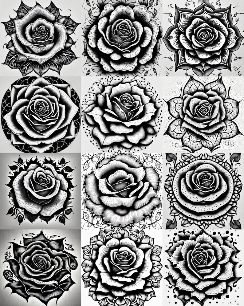 Rose Tattoo Designs: 300 Designs to Inspire Your Next Tattoo - Etsy