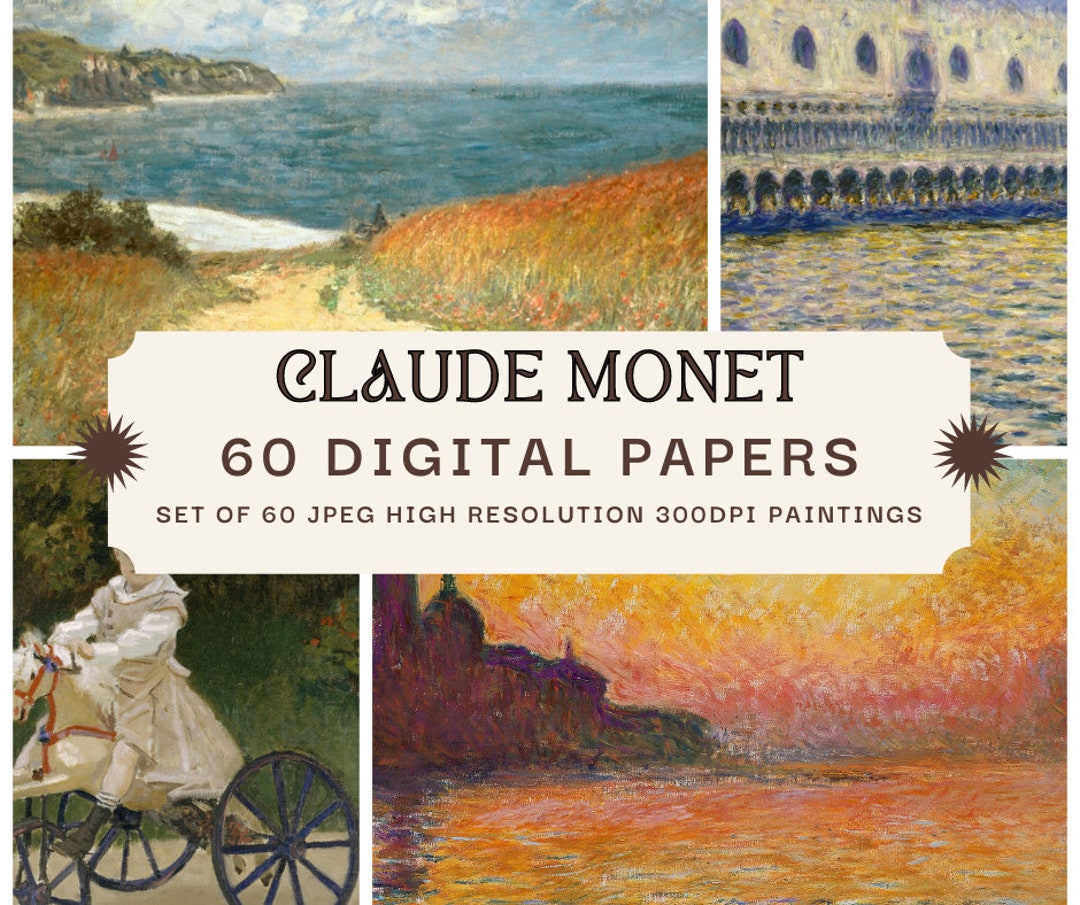 MEGA BUNDLE: Claude Monet Paintings Set of 60 Digital Papers, Unique ...