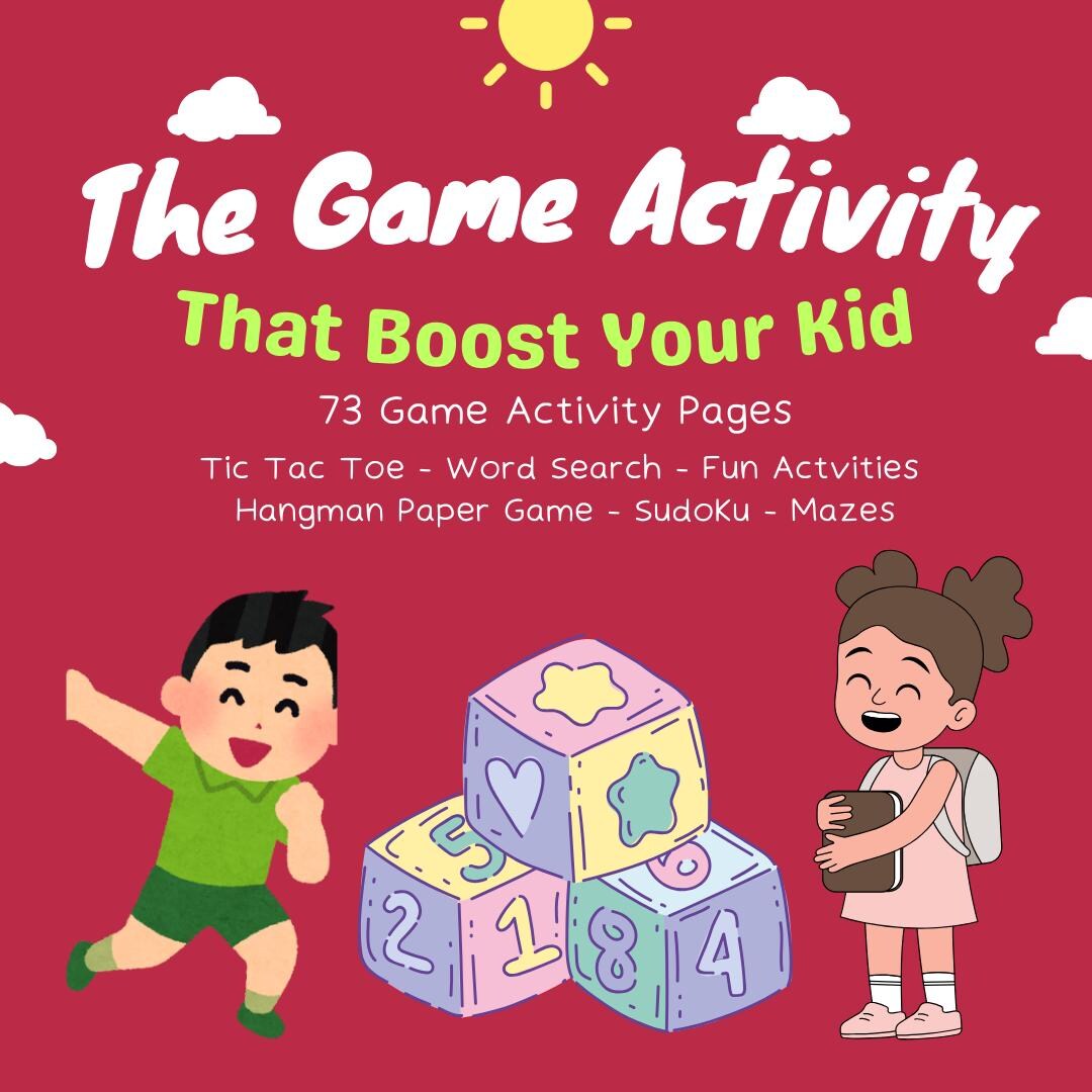 Gaming Printable Activity Kids Bundle With 74 Pages, Tic Tac Toe, Word ...